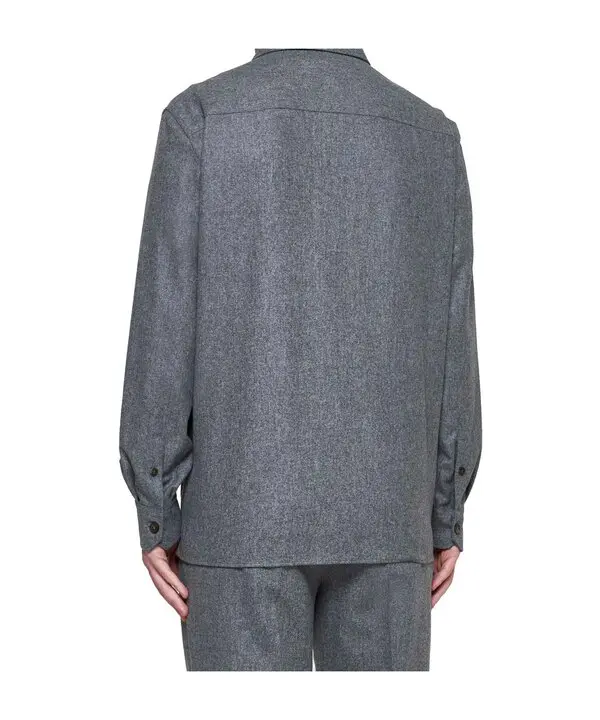 Brunello Cucinelli Long Sleeved Straight Hem Shirt - Gray