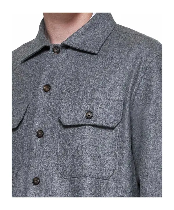 Brunello Cucinelli Long Sleeved Straight Hem Shirt - Gray