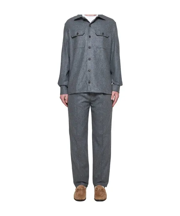 Brunello Cucinelli Long Sleeved Straight Hem Shirt - Gray