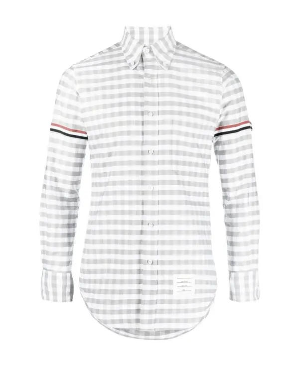 Thom Browne Rwb-striped Gingham Buttoned Shirt