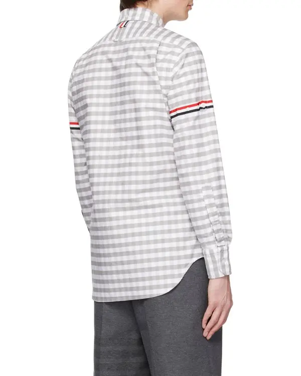 Thom Browne Rwb-striped Gingham Buttoned Shirt
