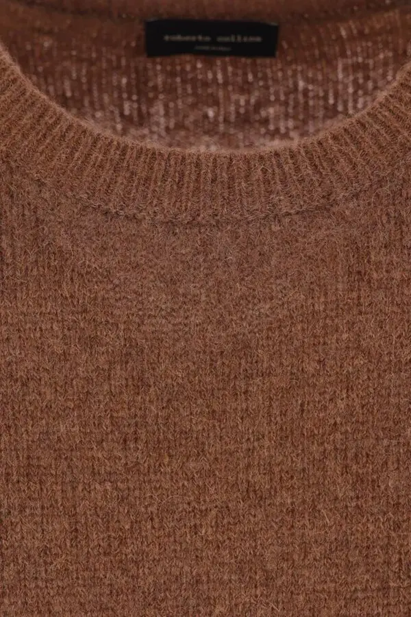 ROBERTO COLLINA Round Neck Long Sleeve Sweater - Brown