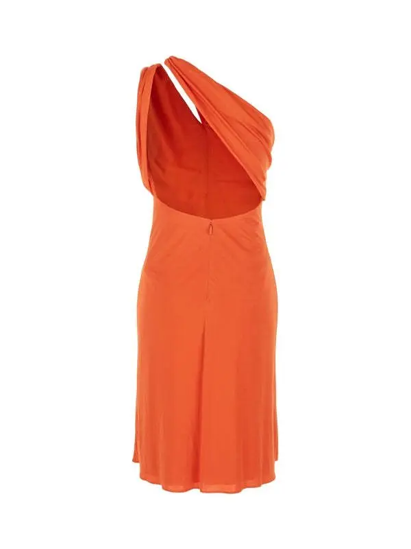 Versace One-shoulder Draped Dress With Open Back