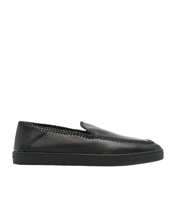 Giorgio Armani Cobblestone Texture Leather Loafers
