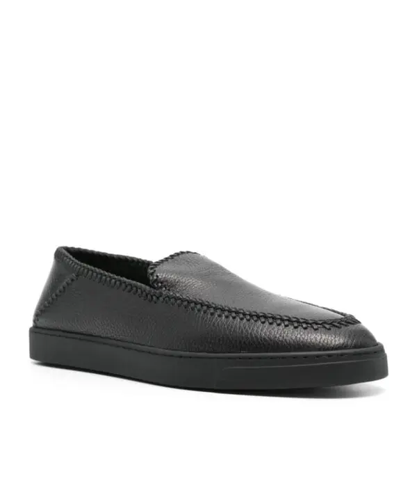 Giorgio Armani Cobblestone Texture Leather Loafers