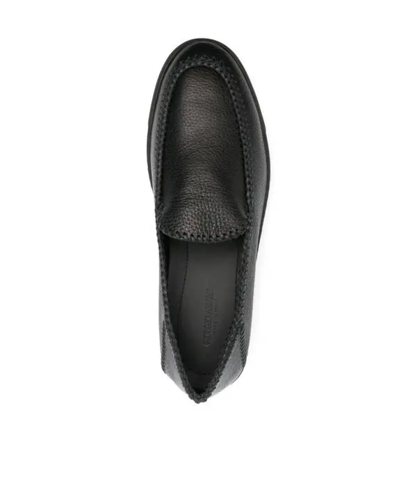 Giorgio Armani Cobblestone Texture Leather Loafers