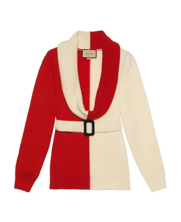Gucci Long Sleeved Two-toned Jumper With Belt