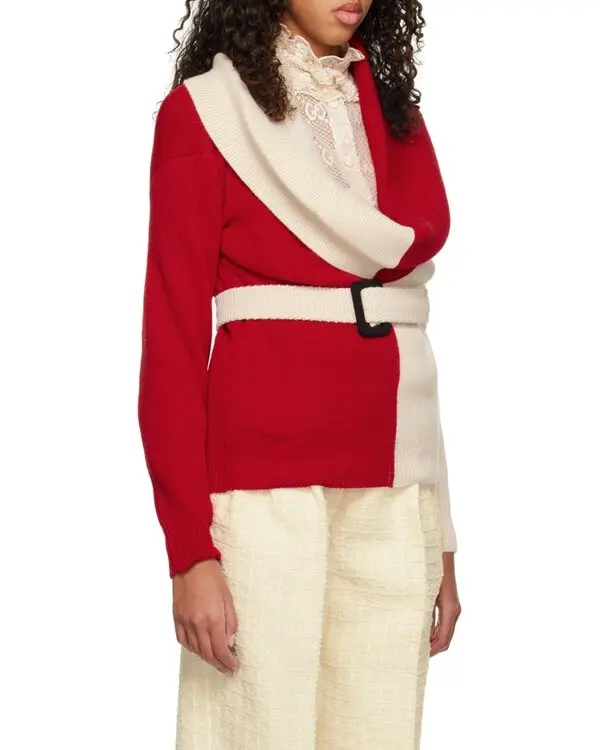 Gucci Long Sleeved Two-toned Jumper With Belt