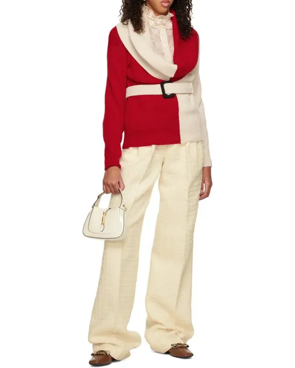 Gucci Long Sleeved Two-toned Jumper With Belt