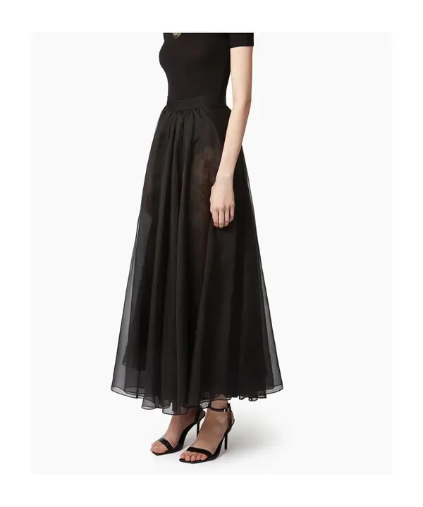 Nina Ricci Voluminous Maxi Skirt With Sheer Lace Details