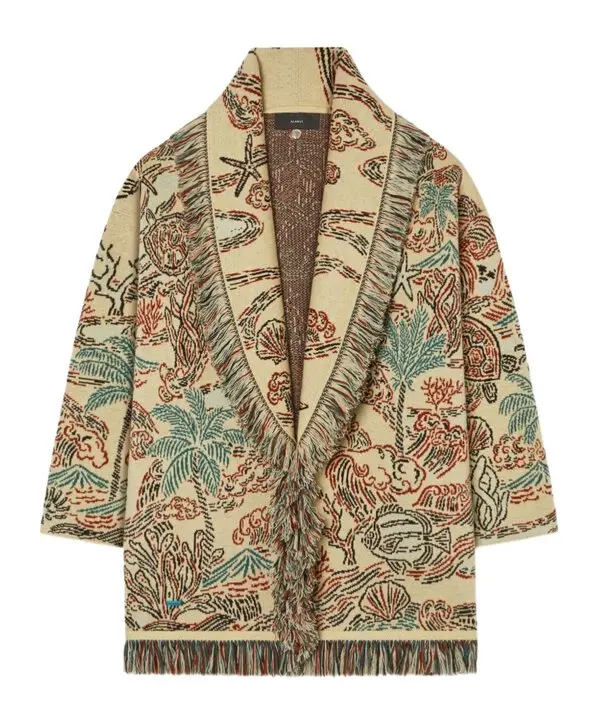 Alanui Jacquard Knit Cardigan With Tassels - Nude