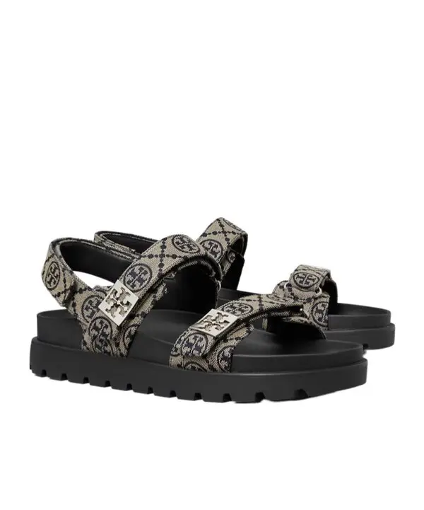 Tory Burch T Monogram Mellow Sport Sandals - Black