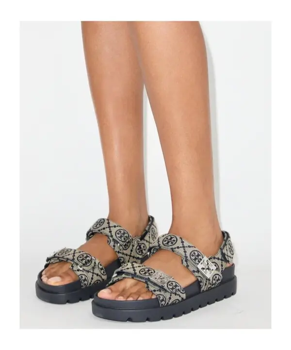 Tory Burch T Monogram Mellow Sport Sandals - Black