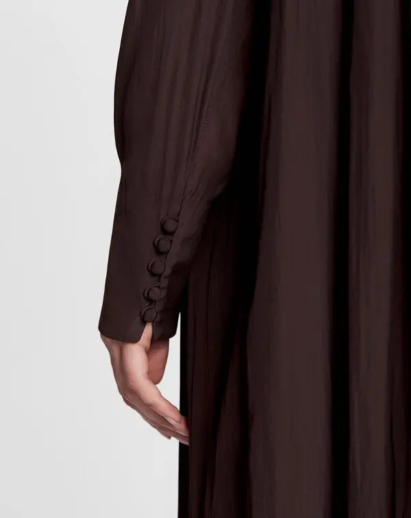 LANVIN Long-sleeved Pleated Maxi Dress With Sequence Buckle
