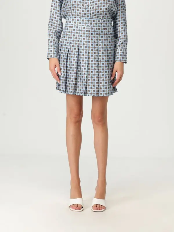 Max Mara Madison Pleated Skirt With Graphic Print - Gray