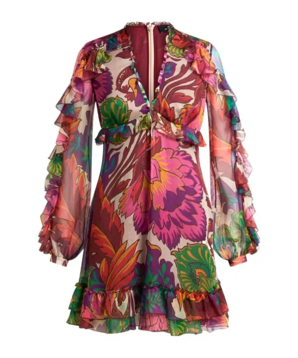 Etro Floral-printed V-neck Mini Dress