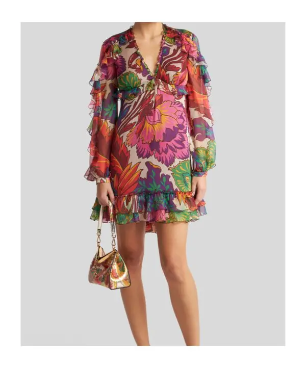 Etro Floral-printed V-neck Mini Dress