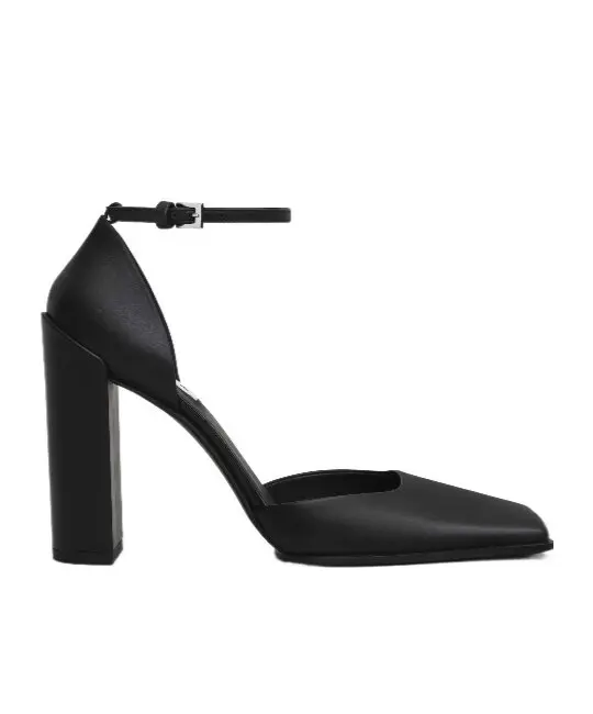 Alaïa Square D'orsay Pumps With Block Heel And Ankle Strap - Black