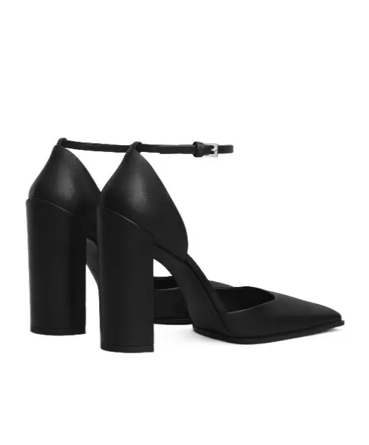 Alaïa Square D'orsay Pumps With Block Heel And Ankle Strap - Black
