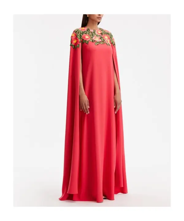 Oscar De La Renta Embellished Cape Effect Dress