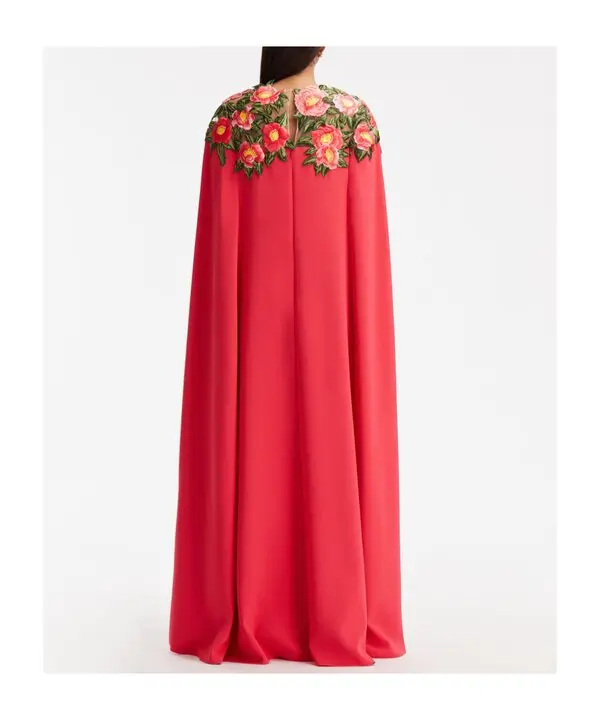 Oscar De La Renta Embellished Cape Effect Dress