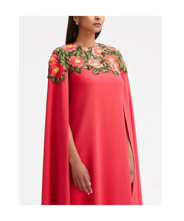 Oscar De La Renta Embellished Cape Effect Dress