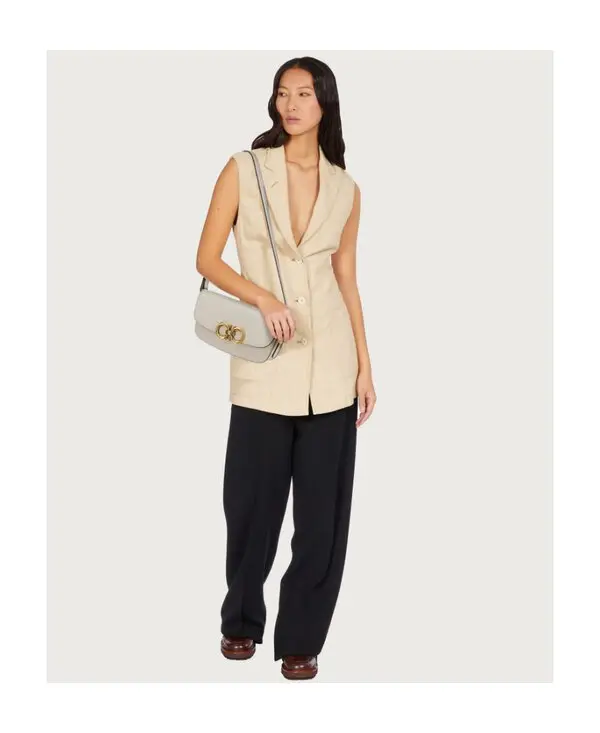 FERRAGAMO Trapezio Logo Plaque Small Shoulder Bag