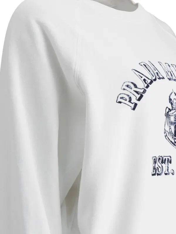 Prada Logo Printed Crewneck Sweatshirt - White