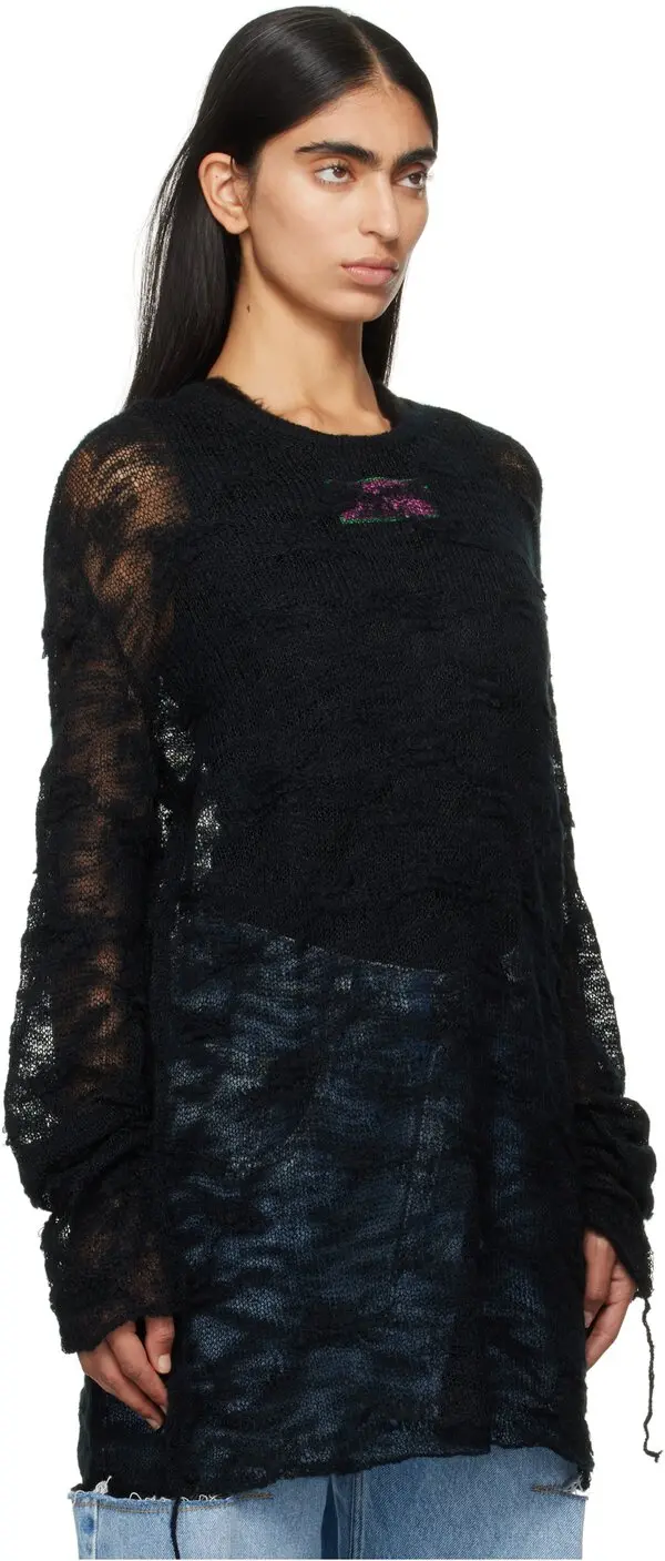 MAISON MARGIELA Distressed Logo Patch Crewneck Jumper
