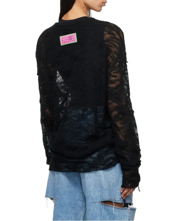 MAISON MARGIELA Distressed Logo Patch Crewneck Jumper
