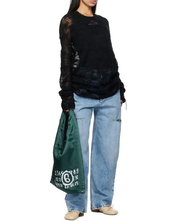 MAISON MARGIELA Distressed Logo Patch Crewneck Jumper