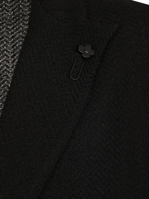 LARDINI Textured Double-breasted Knitted Jacket - Black