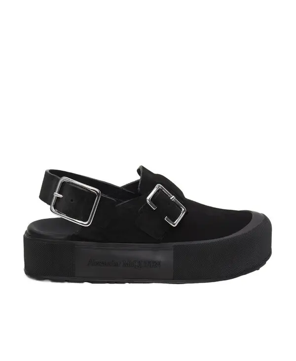 Alexander McQueen Buckle-fastened Round-toe Platform Sandals - Black