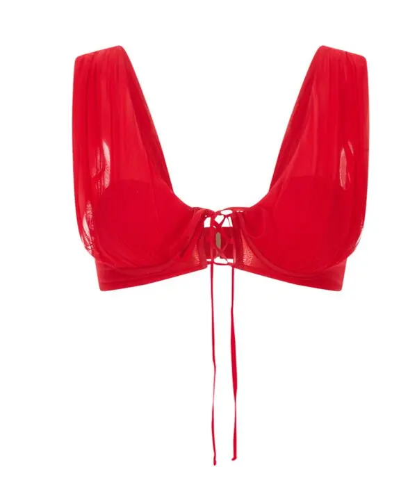 Giuseppe Di Morabito Lace-up Draped Bra - Red
