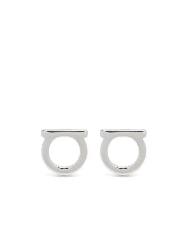 FERRAGAMO Gancini Stud Earrings - White