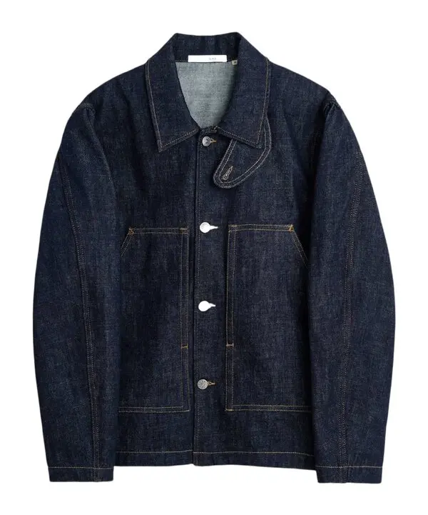 SUNFLOWER Workwear Denim Jacket With Removable Windproof Flap - Black