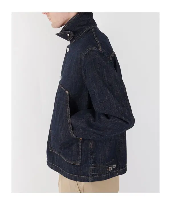 SUNFLOWER Workwear Denim Jacket With Removable Windproof Flap - Black