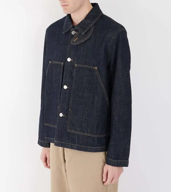 SUNFLOWER Workwear Denim Jacket With Removable Windproof Flap - Black
