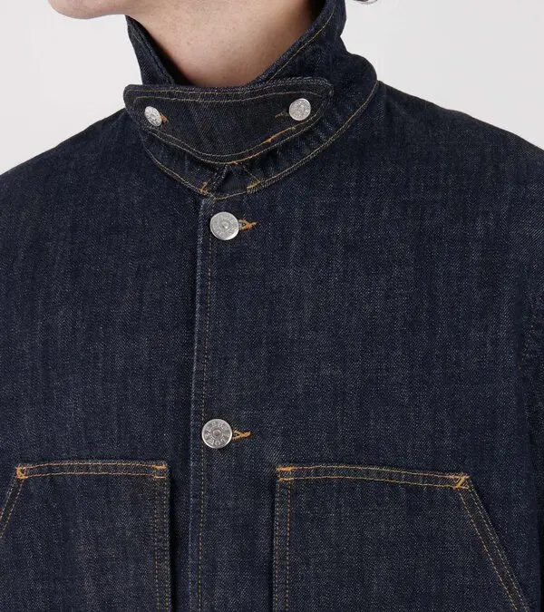 SUNFLOWER Workwear Denim Jacket With Removable Windproof Flap - Black