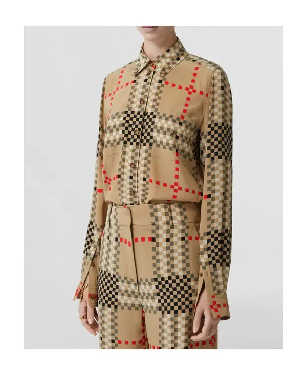 Burberry Check-print Silk Shirt