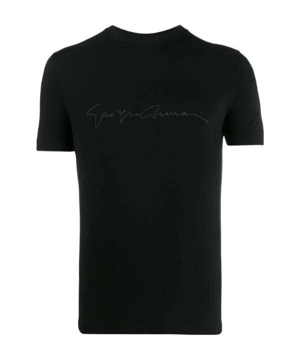 Giorgio Armani Logo Print Crewneck T-shirt - Black
