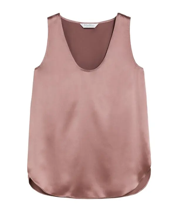 Max Mara Filly V-neck Sleeveless Silk Satin Top - Lavender