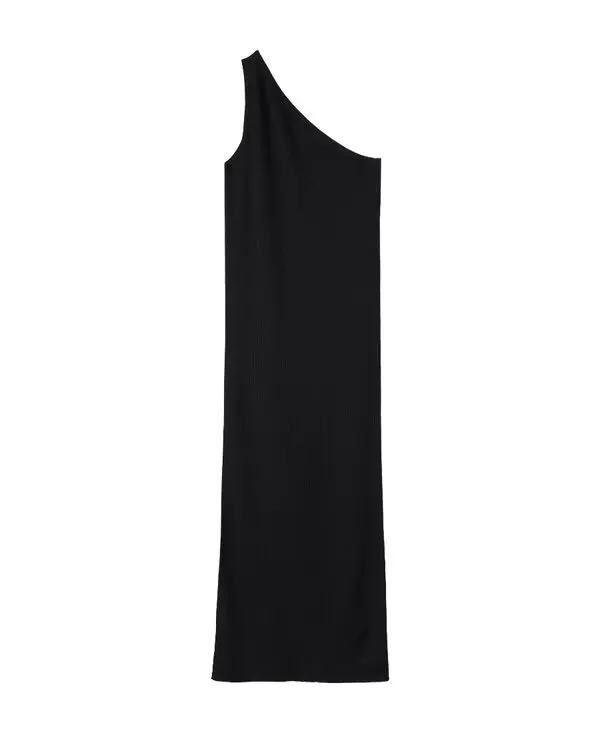 TOTEME One-shoulder Ribbed Knit Dress - Black