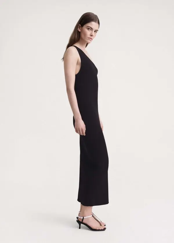 TOTEME One-shoulder Ribbed Knit Dress - Black