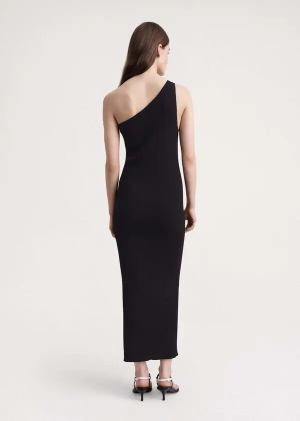 TOTEME One-shoulder Ribbed Knit Dress - Black