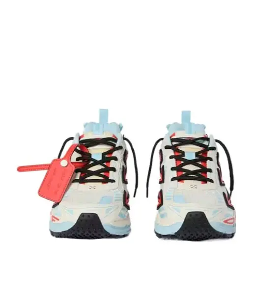 Off-White Round Toe Sneakers With Arrow Pattern - Blue
