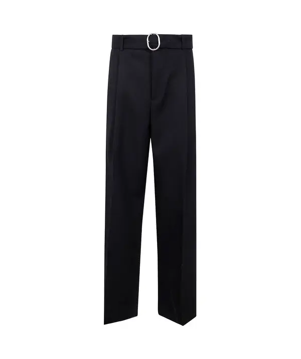 JIL SANDER Straight Leg Tailored Belted Trousers - Black