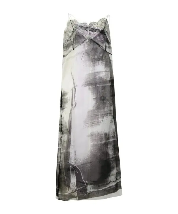 MAISON MARGIELA Strapped Midi Dress With Lace Detail - Gray