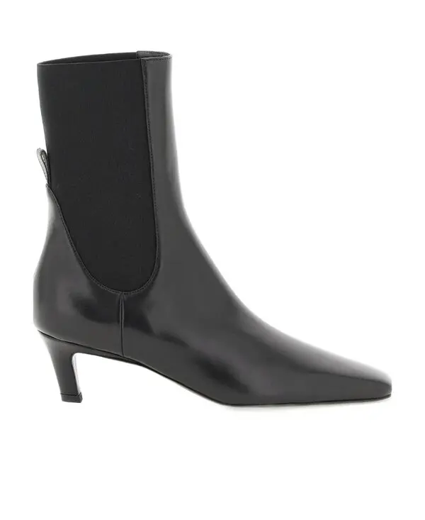 TOTEME Mid-heel Square-toe Ankle Boots - Black