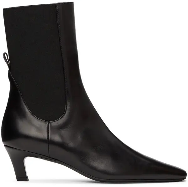 TOTEME Mid-heel Square-toe Ankle Boots - Black